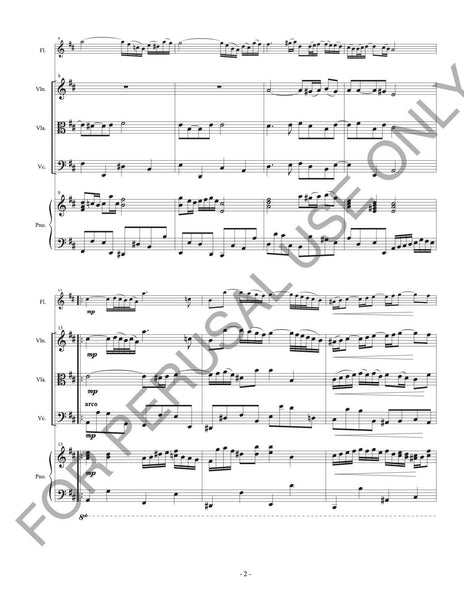 Piano Quartet with optional Flute sheet music: Bach Air on G String