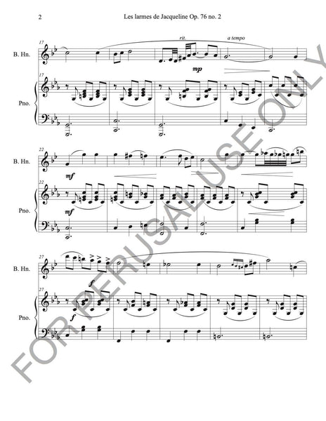 Basset Horn and Piano Sheet music: Les larmes de Jacqueline - Offenbach