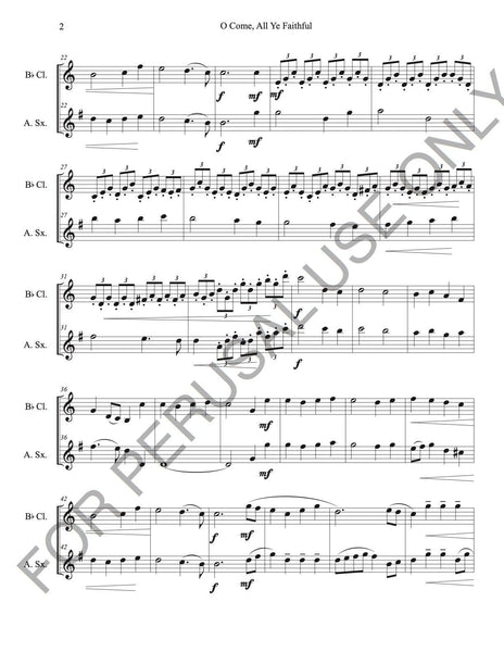 O Come, All Ye Faithful for Bb Clarinet & Alto Sax Duet