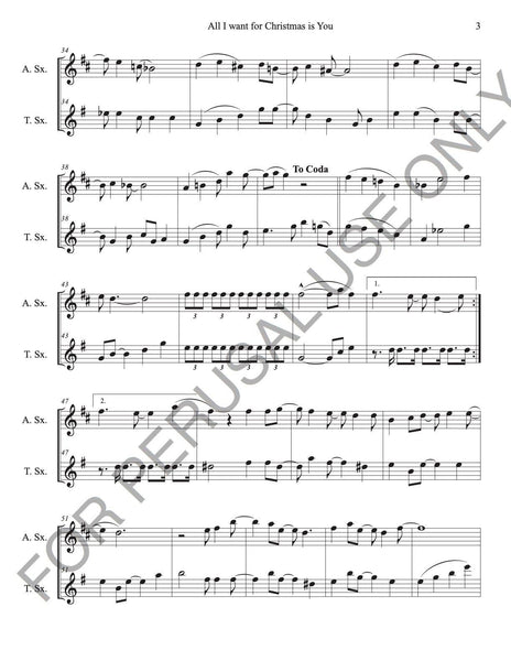 All I want for Christmas is You for Alto Sax and Tenor Sax Duet