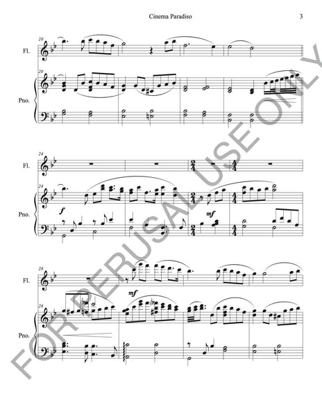 Flute and Piano sheet music: Cinema Paradiso (Love Theme)(score+parts+mp3)