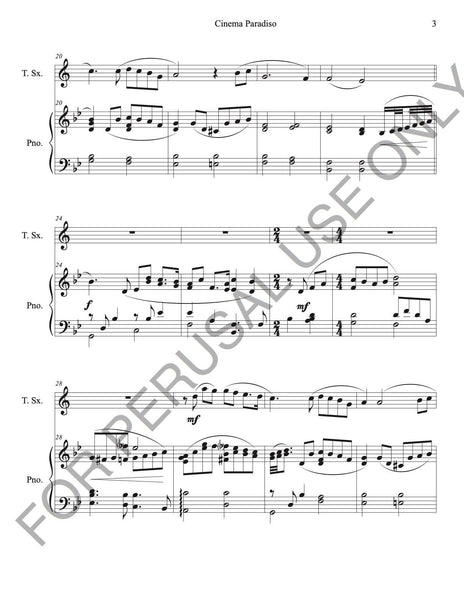 Tenor Sax and Piano sheet music: Cinema Paradiso (Love Theme)(score ...
