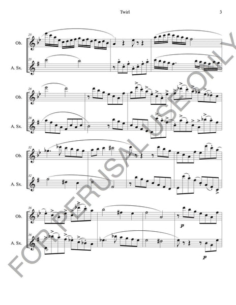 Twirl for Oboe and Alto Sax Duet sheet music (score+parts)