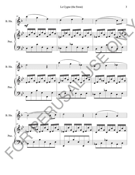 Basset Horn and Piano sheet music: The Swan by Saint-Saëns (score+parts ...