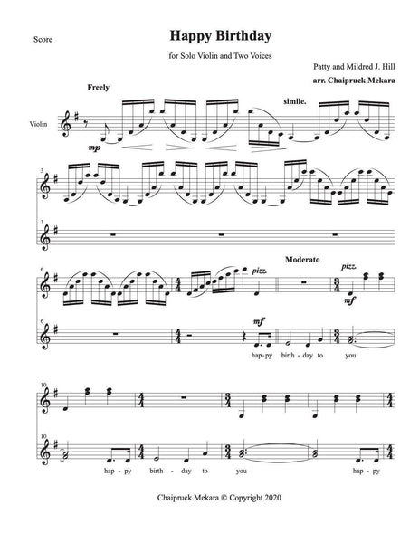 Happy Birthday to You – Solo Violin & Voices Sheet Music (PDF)