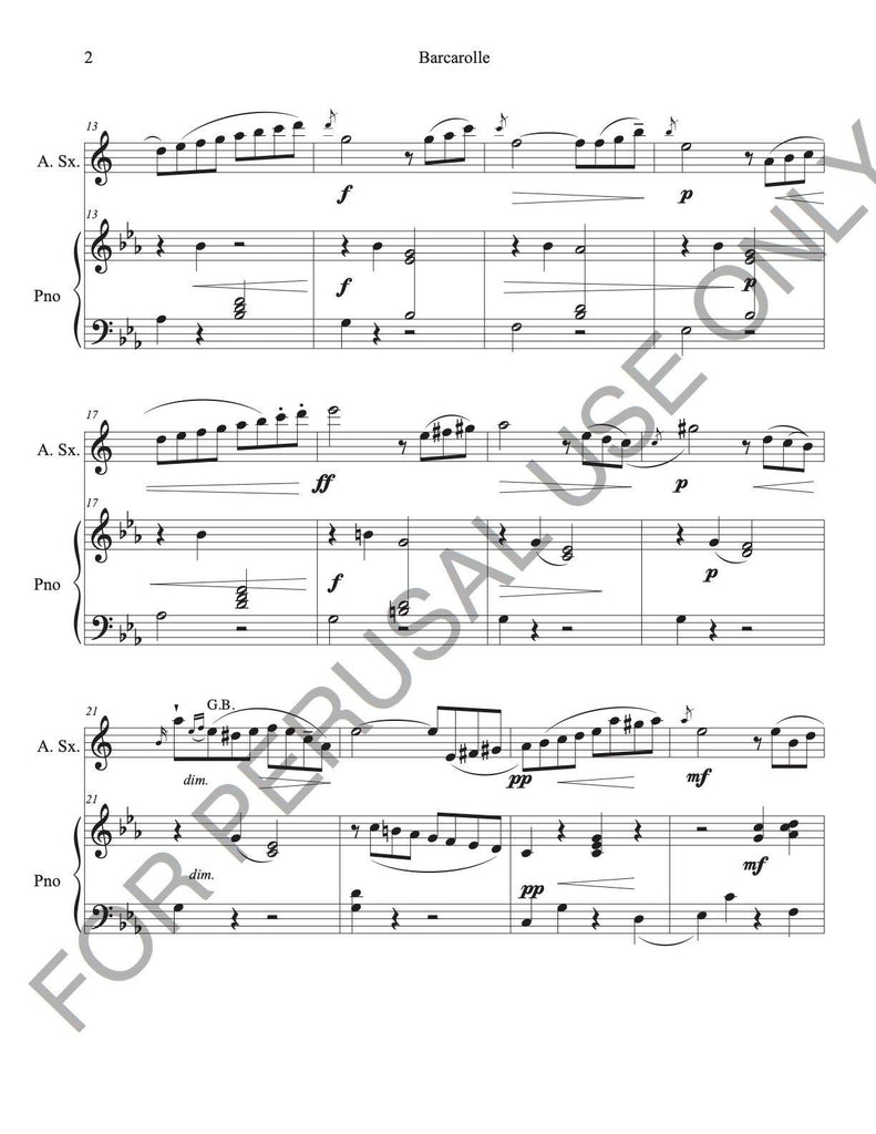 Tchaikovsky's the seasons, "barcarolle" for Alto Sax and Piano