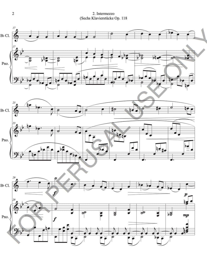 Clarinet and Piano - Intermezzo Op. 118 no. 2 Brahms sheet music for Bb ...