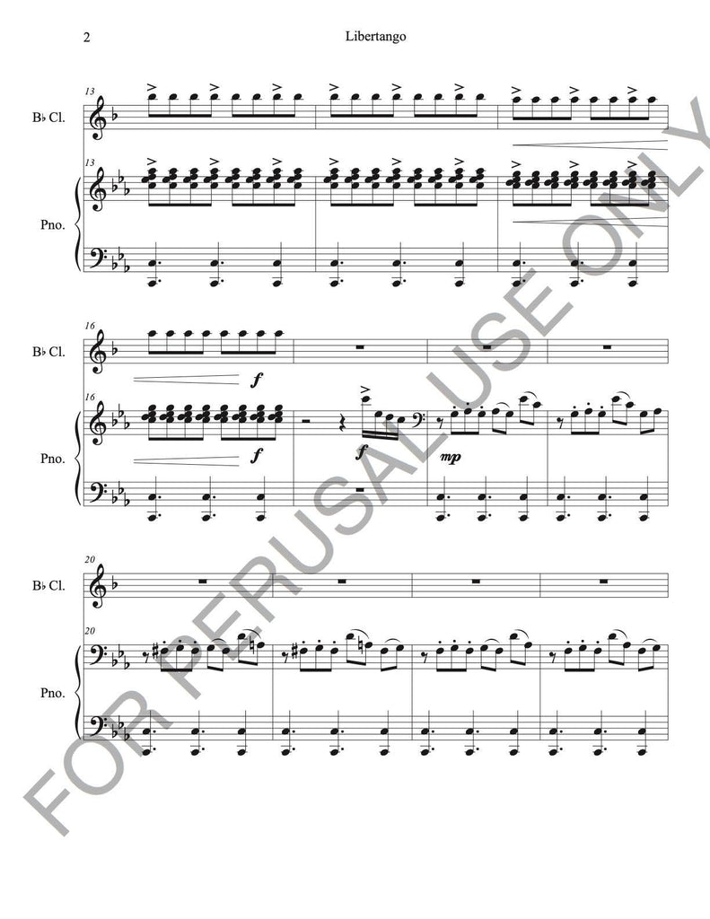 Clarinet and Piano sheet music - Piazzolla's Libertango