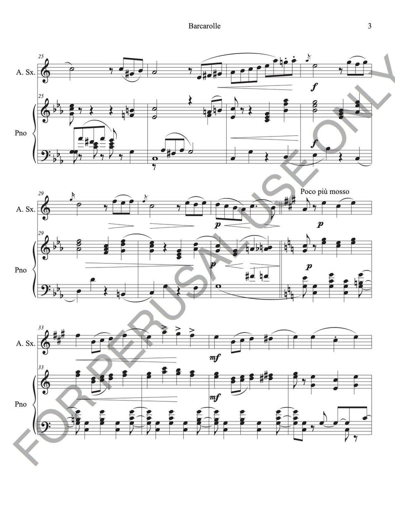 Tchaikovsky's the seasons, "barcarolle" for Alto Sax and Piano