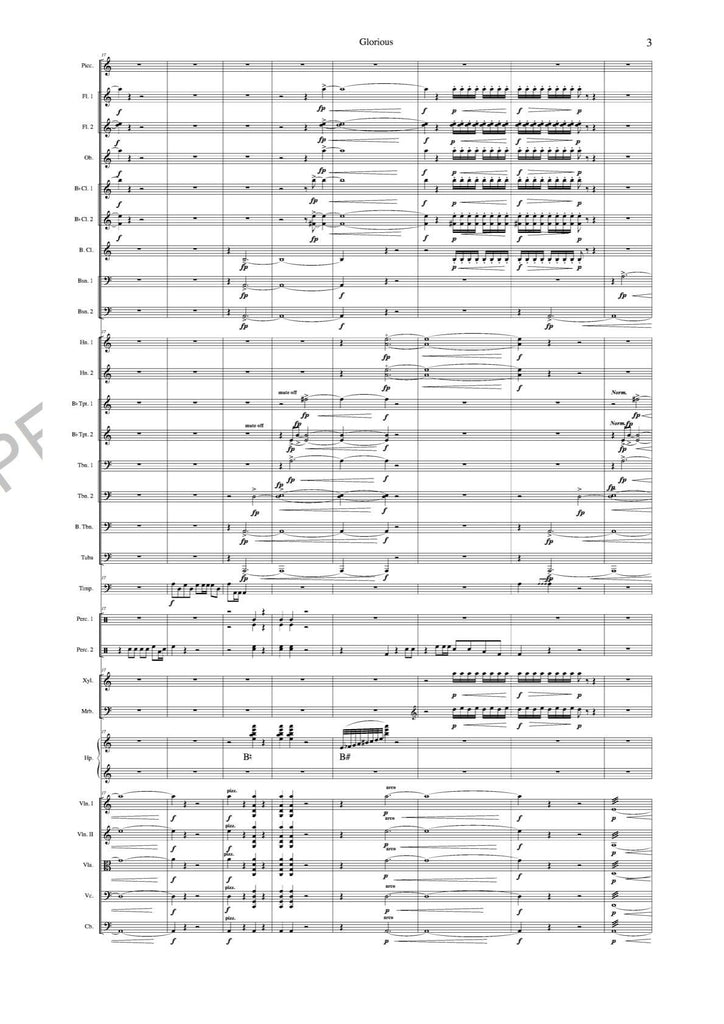 Contemporary Orchestral music "Glorious" for Symphony Orchestra (score