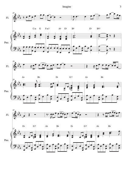 Flute and Piano - Imagine sheet music Transcription