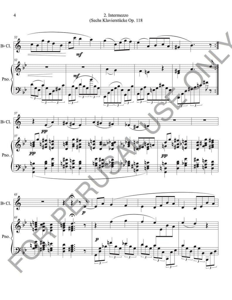 Clarinet and Piano - Intermezzo Op. 118 no. 2 Brahms sheet music for Bb ...