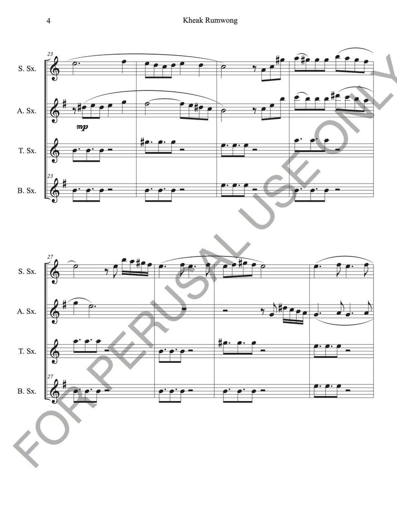 Saxophone Quartet sheet music (SATB): Kheak Rumwong – A circle dance