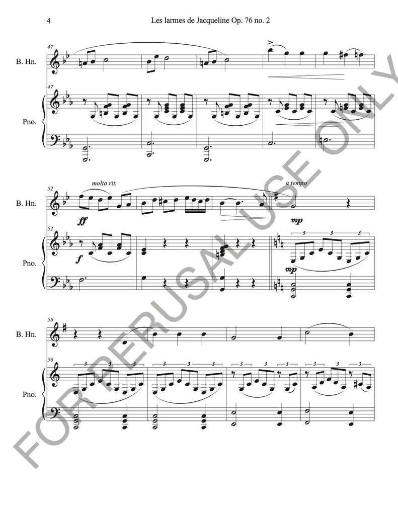 Basset Horn and Piano Sheet music: Les larmes de Jacqueline - Offenbach