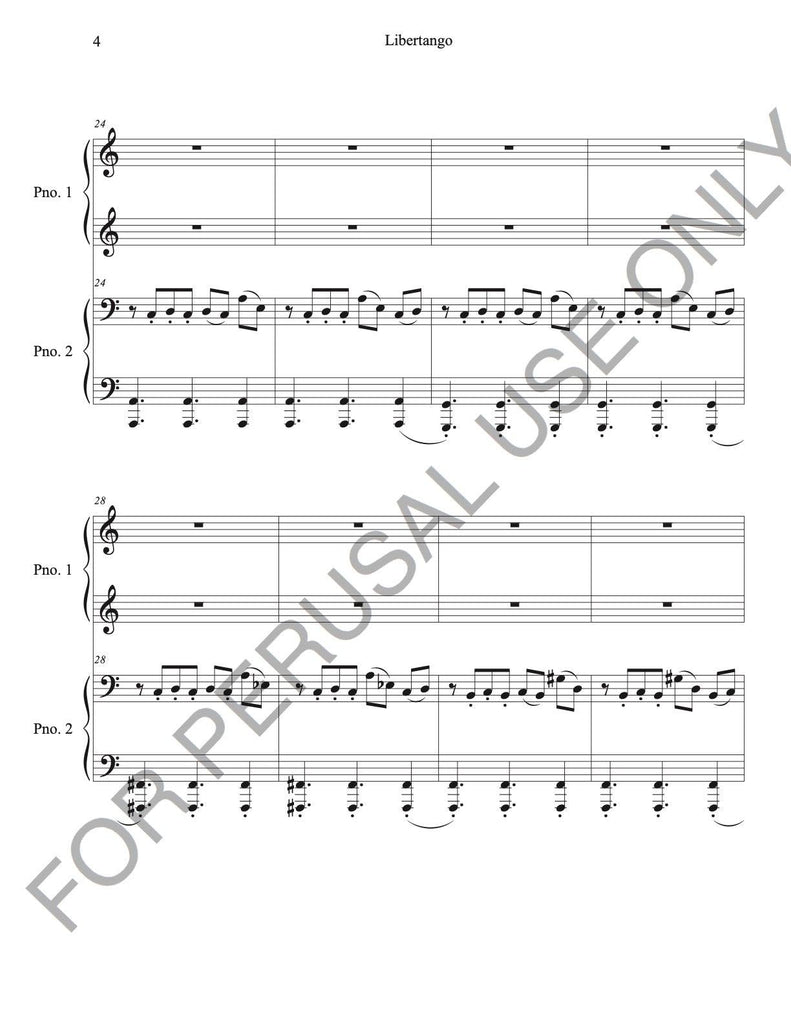 Piazzolla's Libertango for Two Pianos Four Hands sheet music