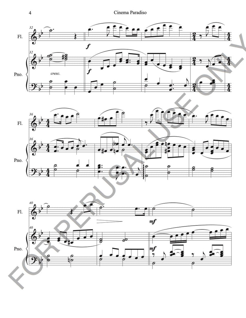Flute and Piano sheet music: Cinema Paradiso (Love Theme)(score+parts+mp3)
