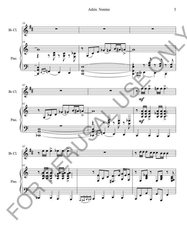 Clarinet and Piano sheet music: Adiós Nonino by Astor Piazzolla