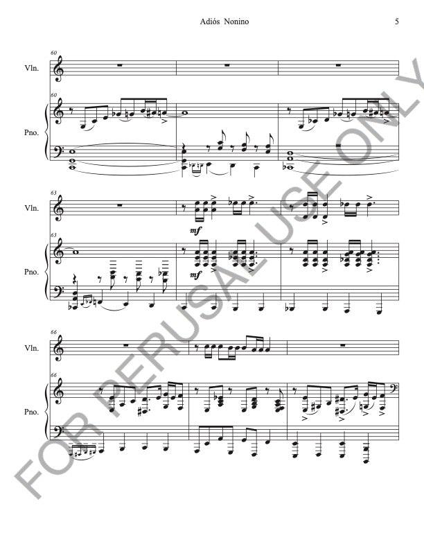 Violin and Piano sheet music: Adiós Nonino by Astor Piazzolla