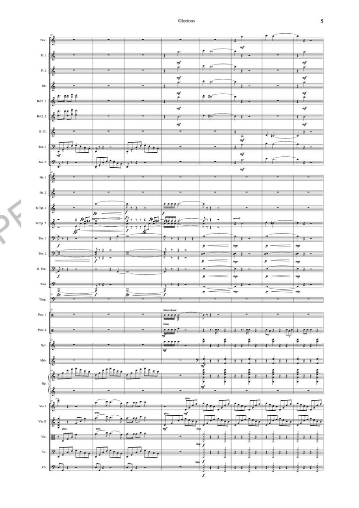 Contemporary Orchestral music "Glorious" for Symphony Orchestra (score