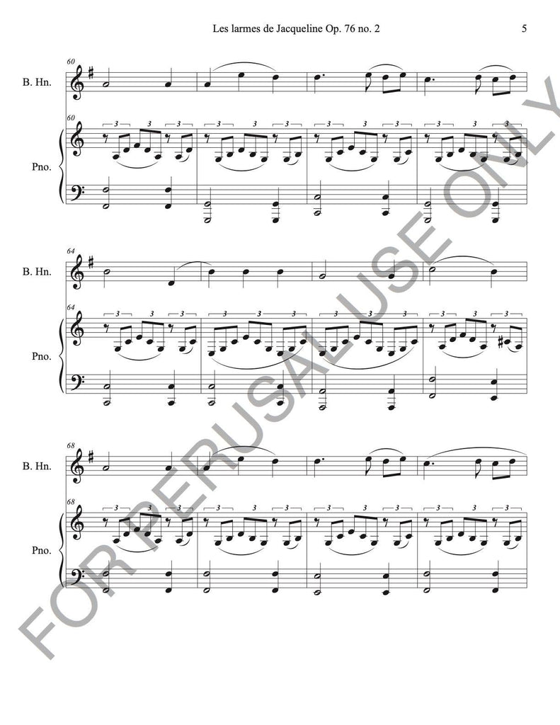 Basset Horn and Piano Sheet music: Les larmes de Jacqueline - Offenbach