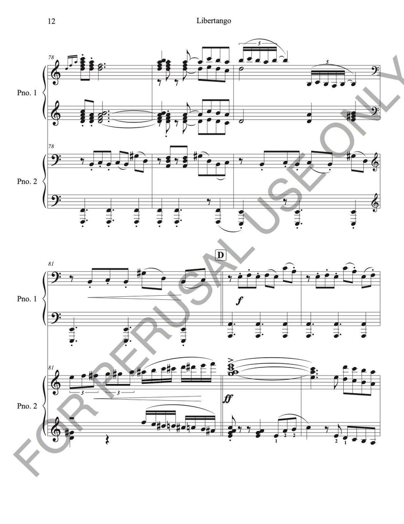 Piazzolla's Libertango for Two Pianos Four Hands sheet music