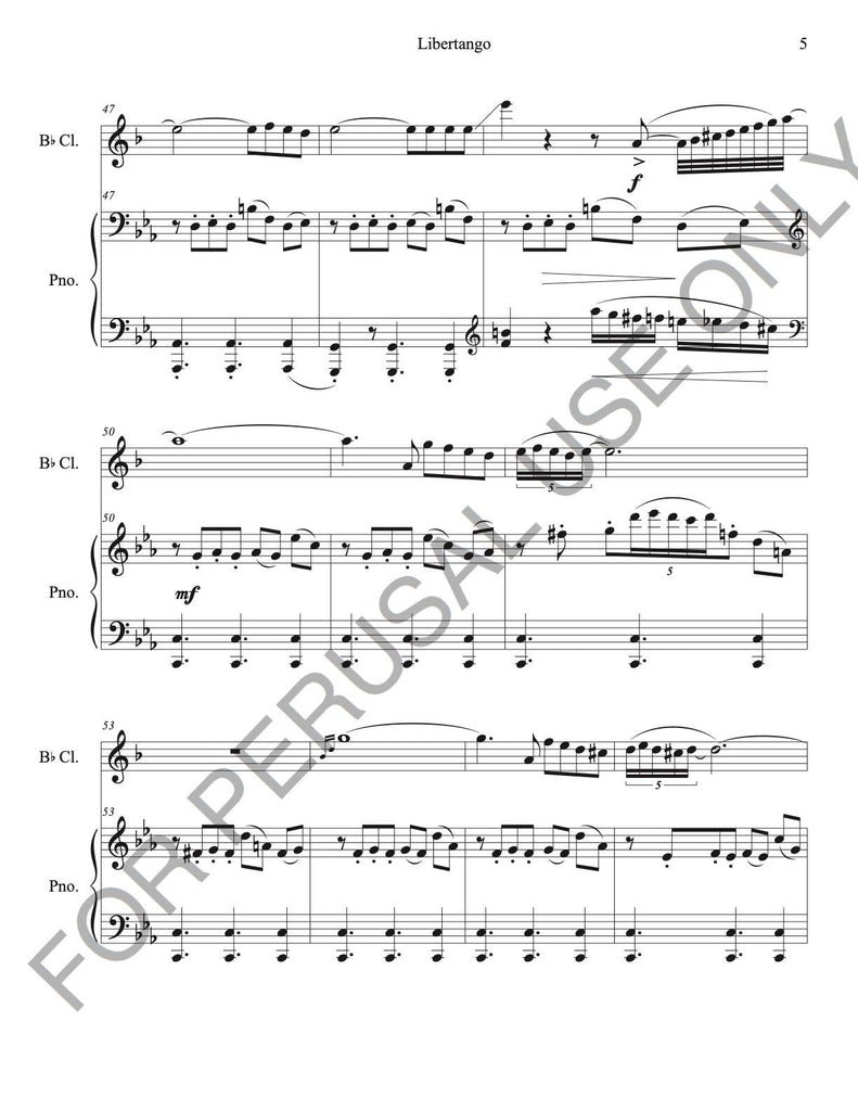 Clarinet and Piano sheet music - Piazzolla's Libertango