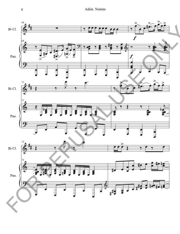 Clarinet and Piano sheet music: Adiós Nonino by Astor Piazzolla