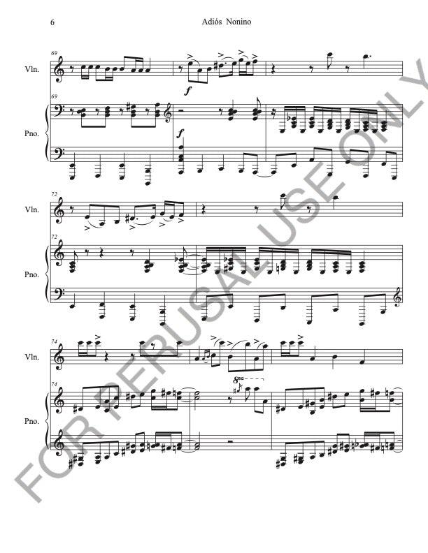 Violin and Piano sheet music: Adiós Nonino by Astor Piazzolla