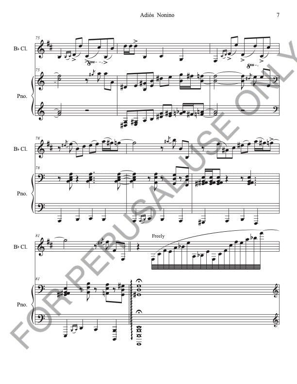 Clarinet and Piano sheet music: Adiós Nonino by Astor Piazzolla