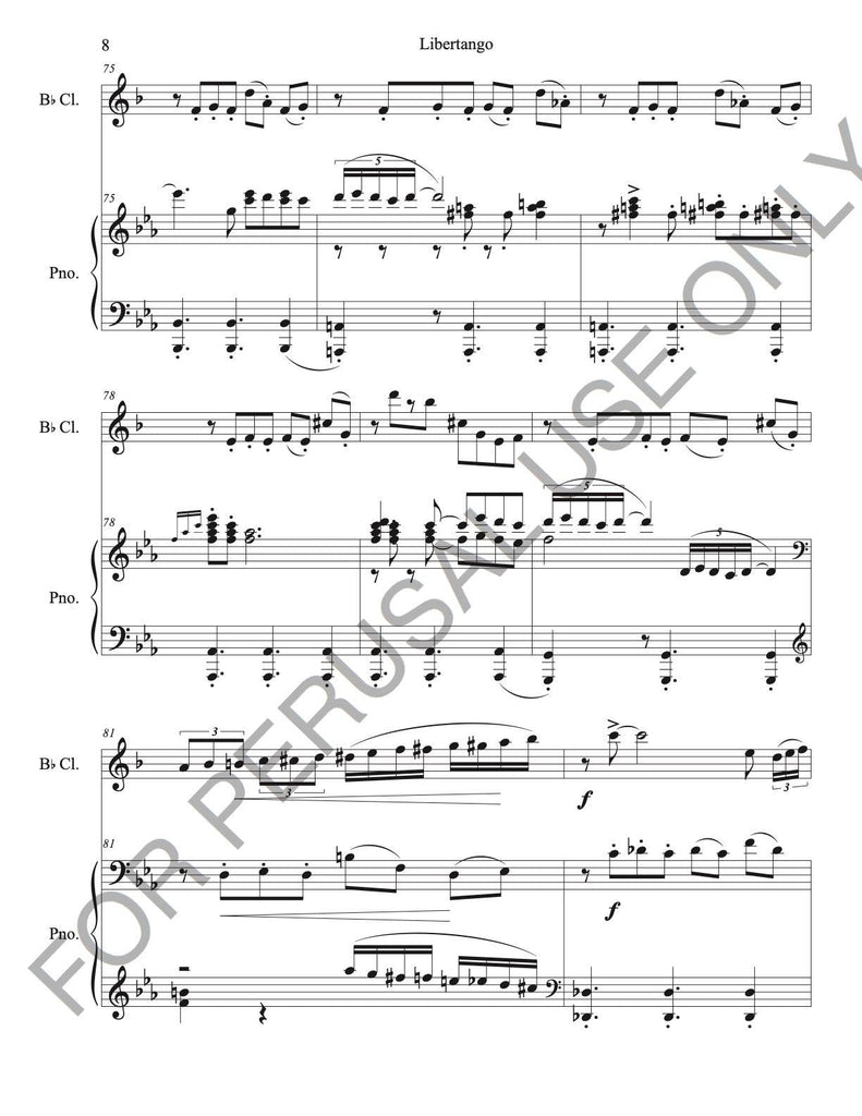 Clarinet and Piano sheet music - Piazzolla's Libertango