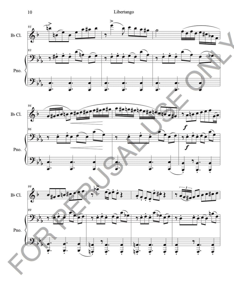 Clarinet and Piano sheet music - Piazzolla's Libertango